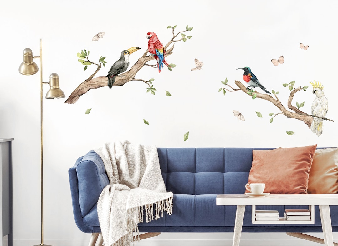 Birds Wall Sticker for Children's Room Hummingbird Parrot Toucan Wall ...