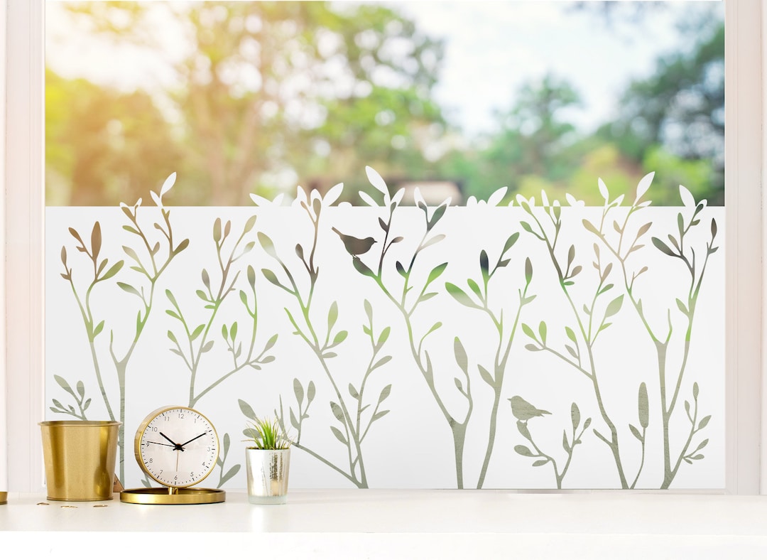Window Film Grass Branch Privacy Film Window Frosted Glass Film Sticker ...