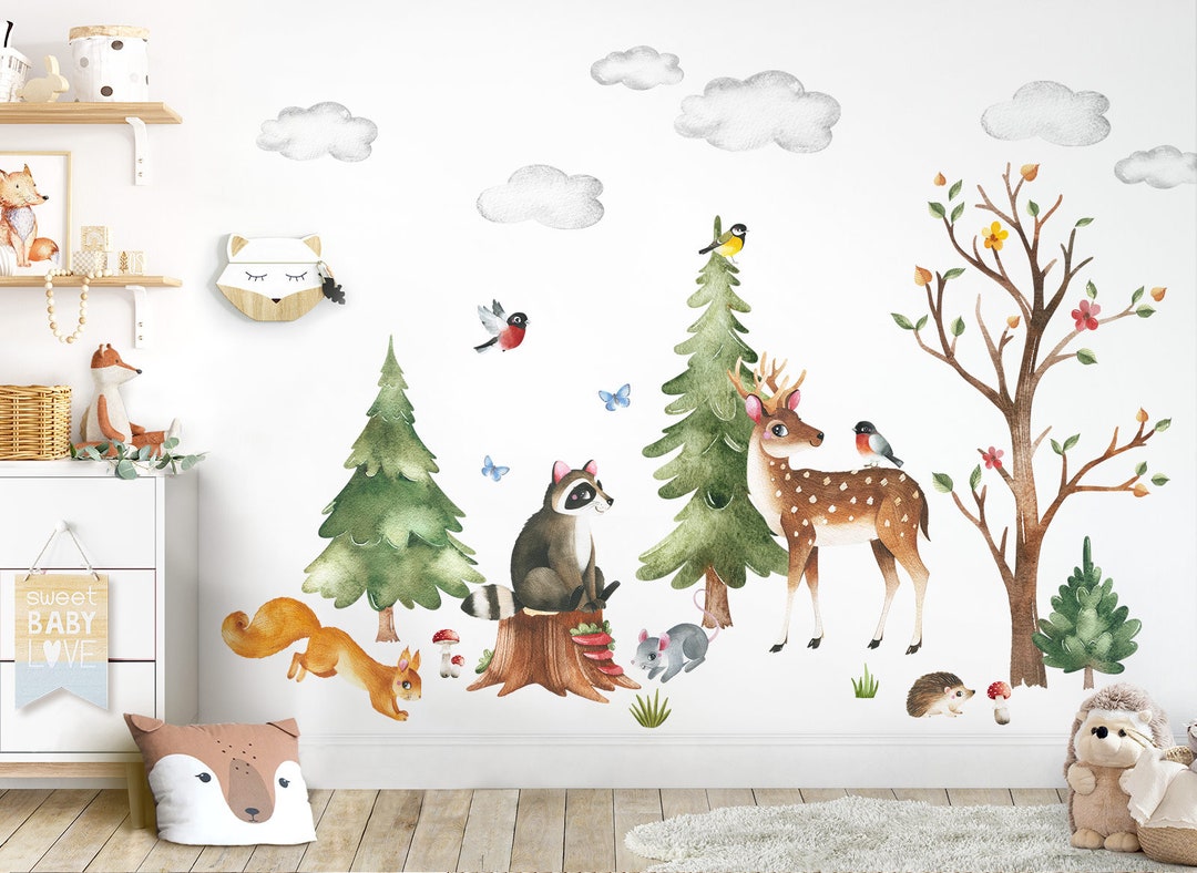 XXL Sticker Set Forest Animals Wall Sticker for Children's Room Deer ...