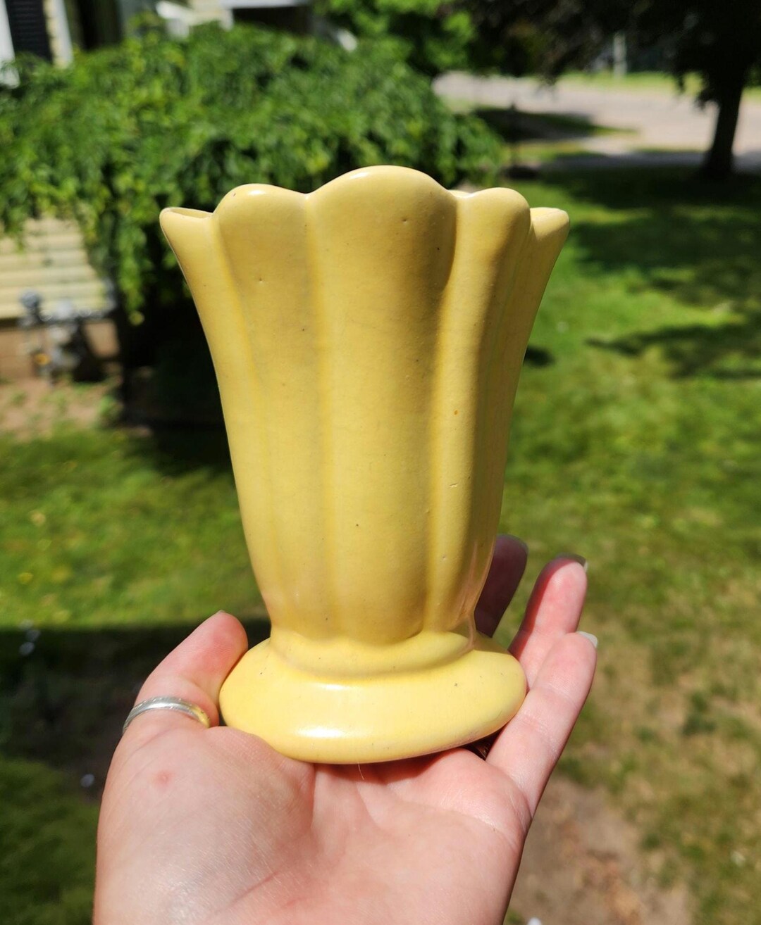 Vtg Small Yellow Ceramic Vase, Shabby Chic, Cottagecore Country Kitchen ...