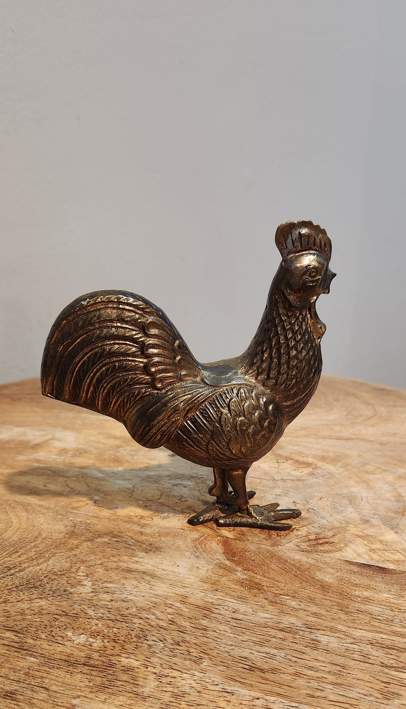 Vtg Brass Metal Standing Rooster Figurine, Modern Farmhouse Chicken ...