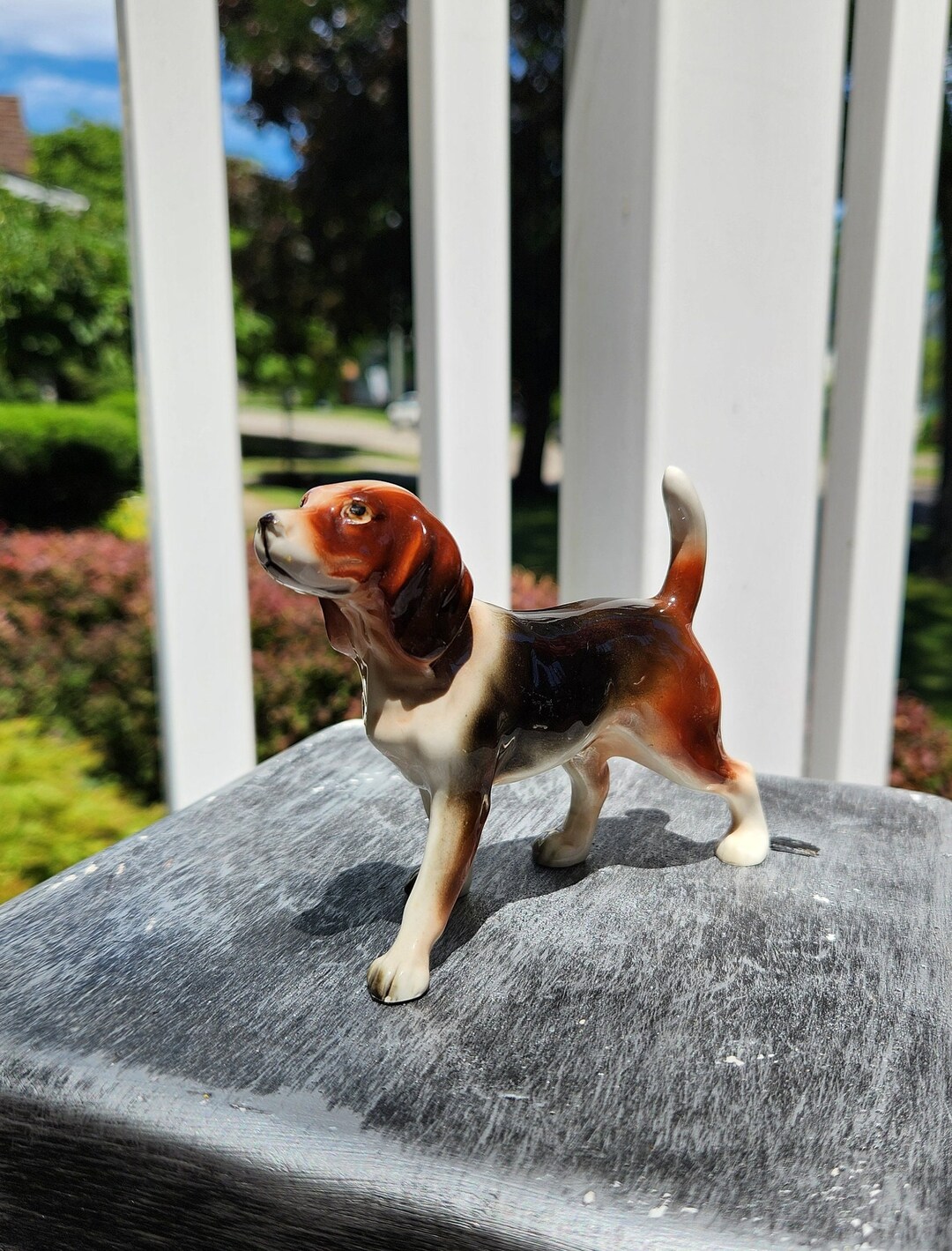 Vtg Ceramic Beagle Hunting Dog Figurine, Unmarked Beagle Puppy Dog in ...
