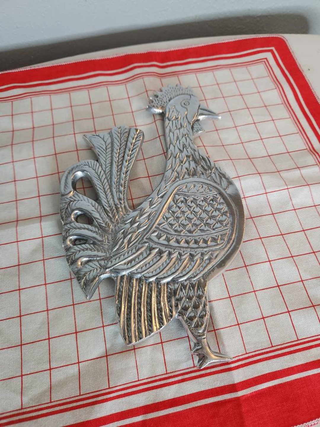 Pewter Rooster Trivet Chicken Kitchen Decor Shabby Chic - Etsy