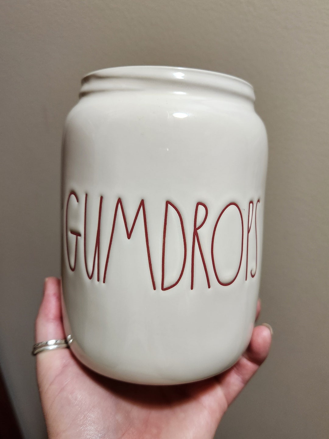 White Ceramic Jar With GUMDROPS Written in Red Christmas - Etsy