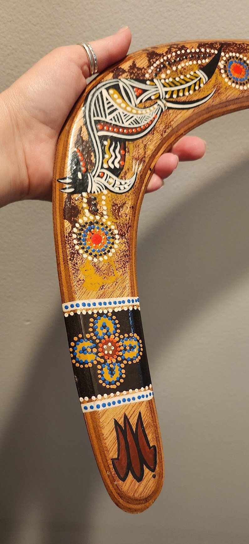 Handpainted Wood 16 Boomerang Fun Art With Dot Design - Etsy