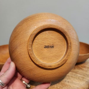 Vtg Wood Salad Bowls, Marked Japan, Set of 4, Boho Minimalist Design ...