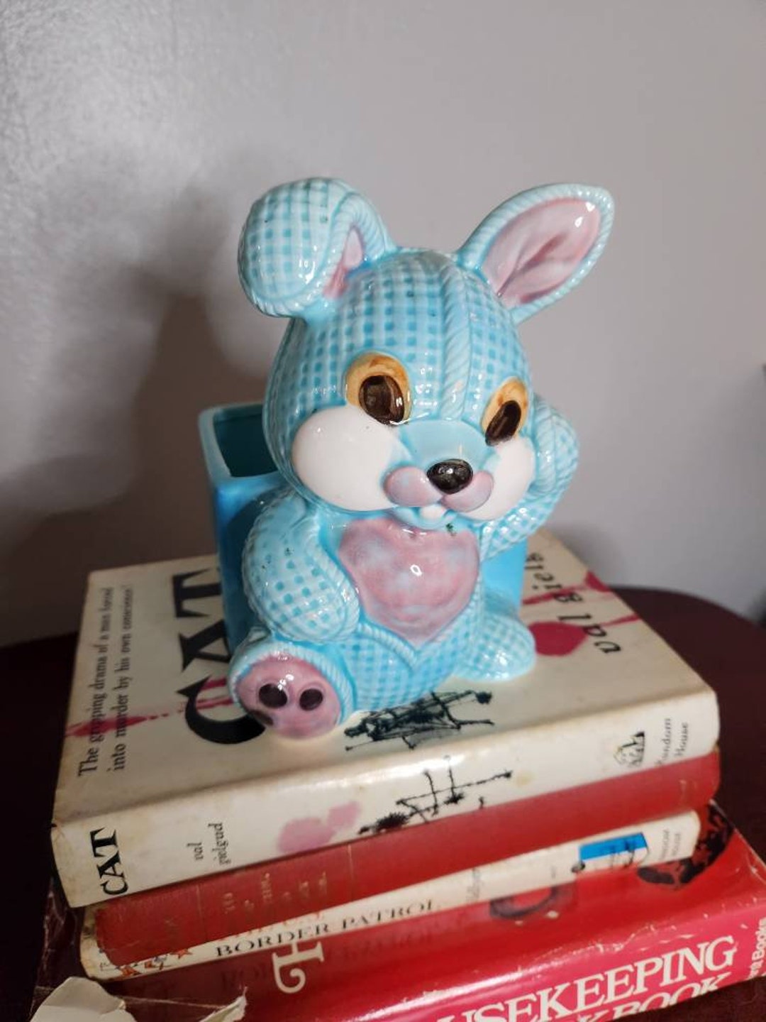 Vintage Ceramic Blue Bunny Rabbit Planter, Lefton Planter, Japan Retro ...