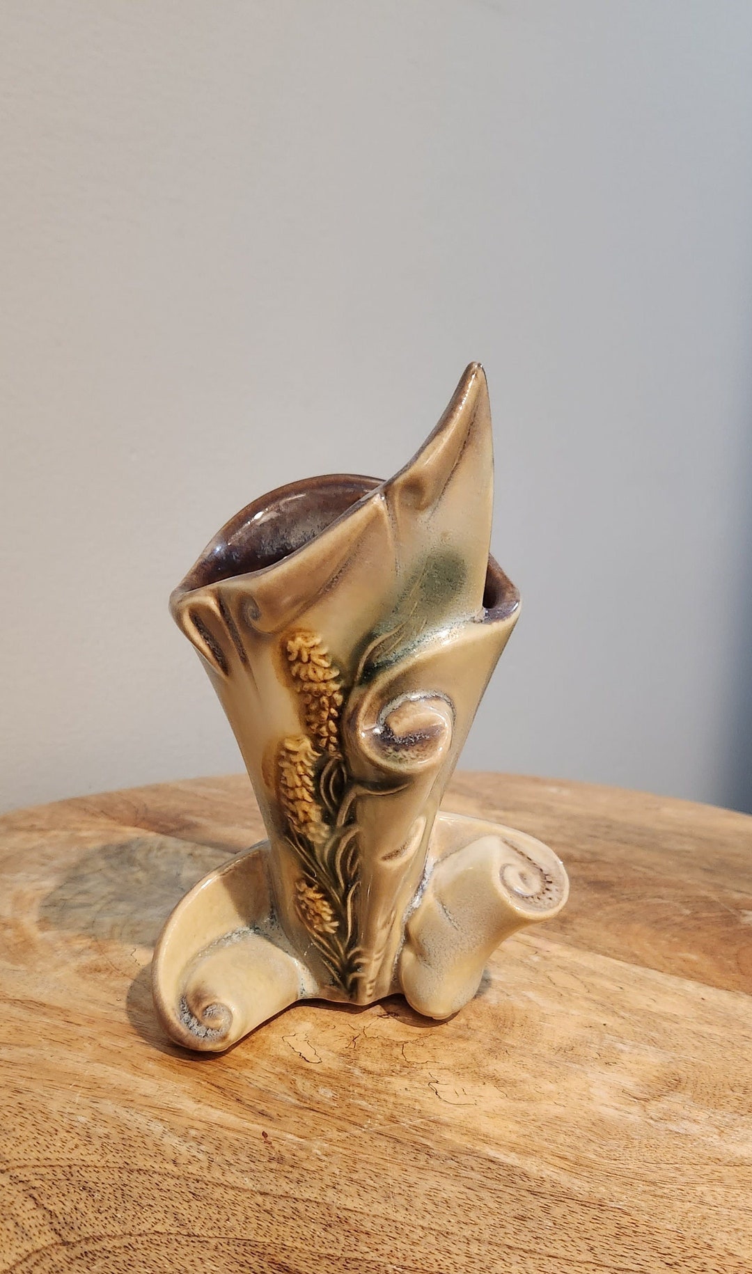 Vtg 50s Hull Pottery, Parchment & Pine Vase, USA Retro Mod MCM Gift ...