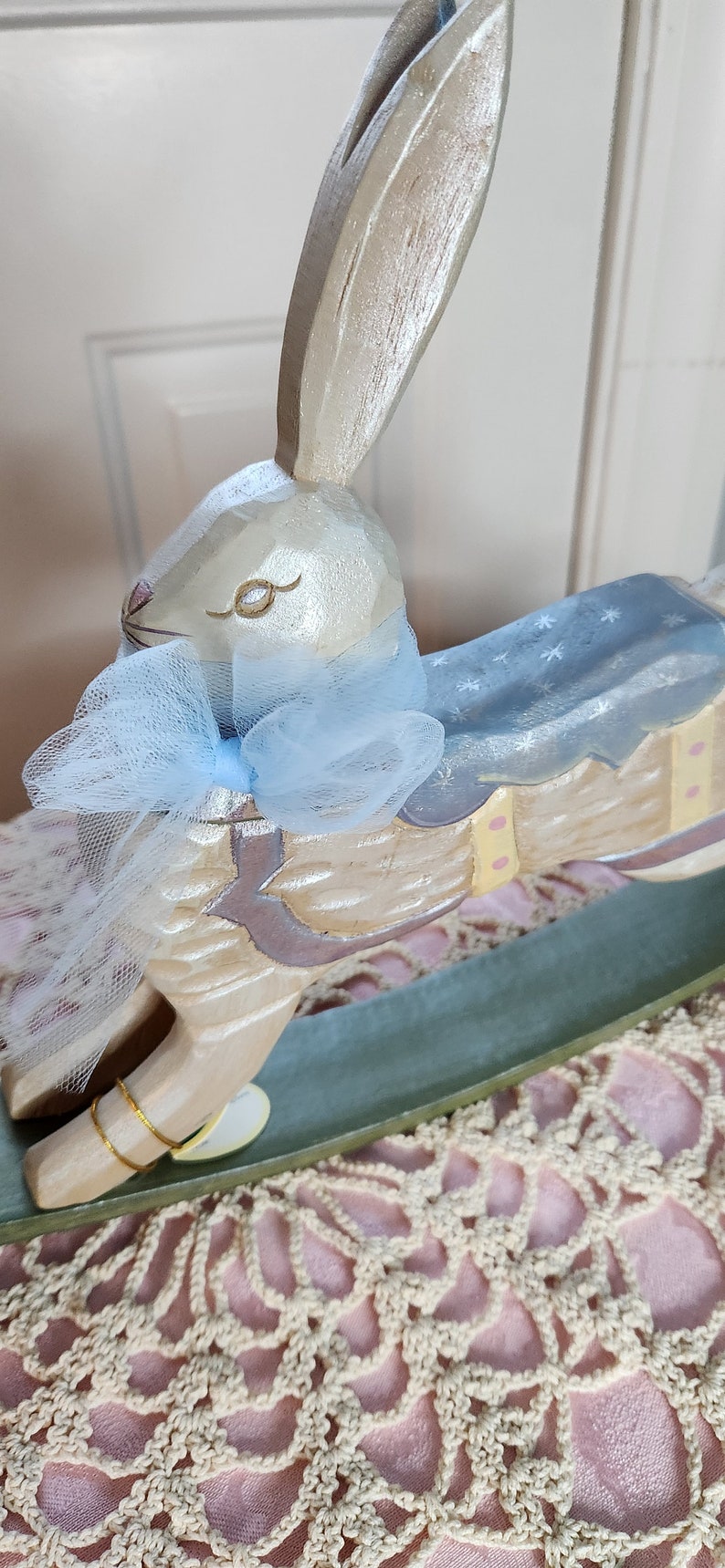 Adorable Vintage Rocking Bunny Rabbit Pastel Easter Decor - Etsy