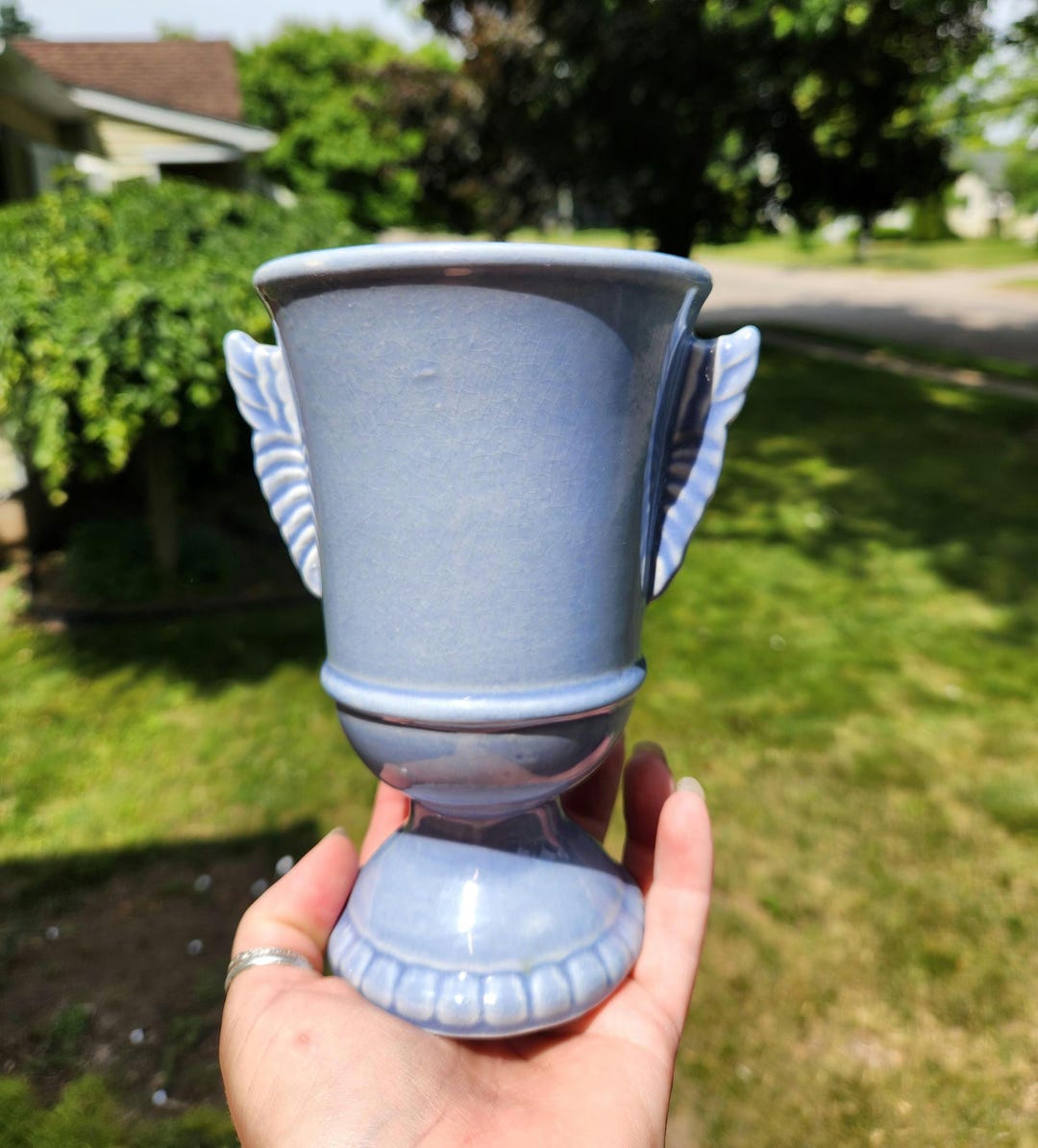 Vintage Red Wing Pottery Vase: Cornflower Blue MCM Decor - Etsy
