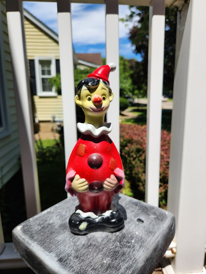 Vintage 60s Plastic Clown Piggy Bank: Red Outfit, Collectible Decor - Etsy