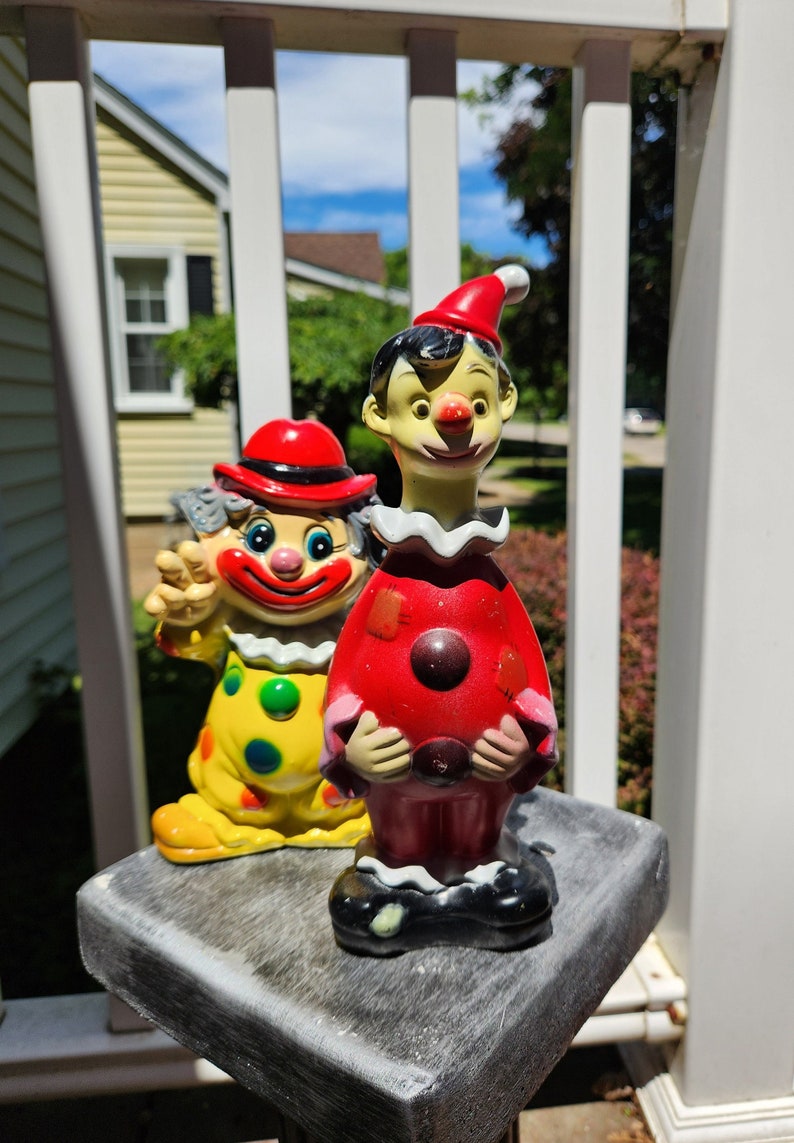 Vintage 60s Plastic Clown Piggy Bank: Red Outfit, Collectible Decor - Etsy