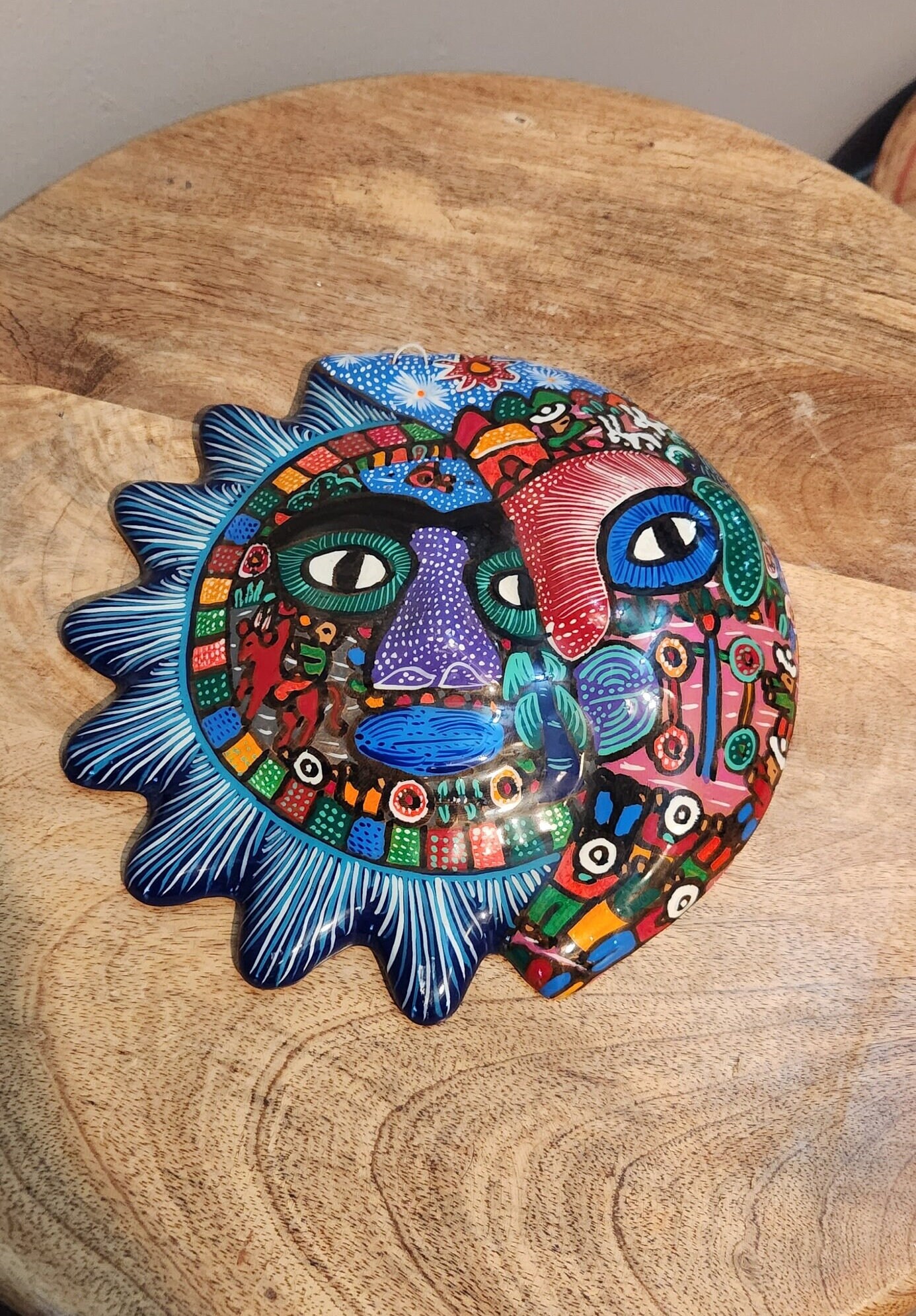 Vintage Colorful Sun and Moon Wall Art, Handmade and Handpainted ...