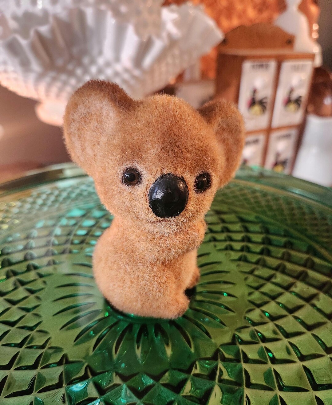 Vtg Flocked Koala Bear Figurine Josef Originals Fuzzy Bear Puppet ...