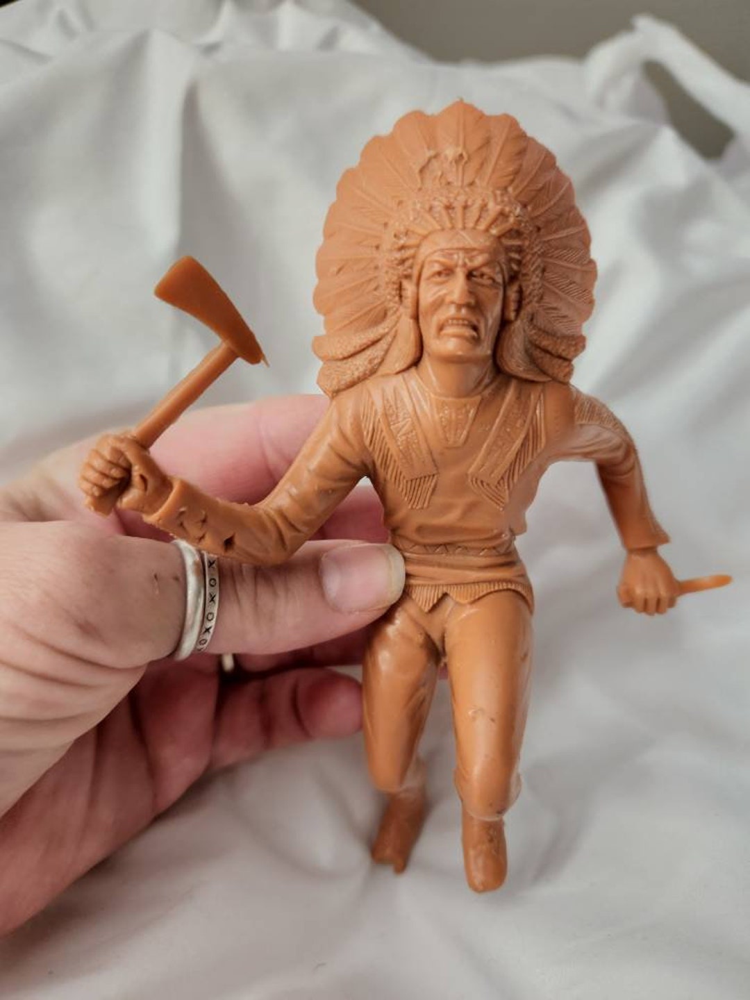 Vintage 1964 Marx Toys American Indian Action Figure Charging Forward ...