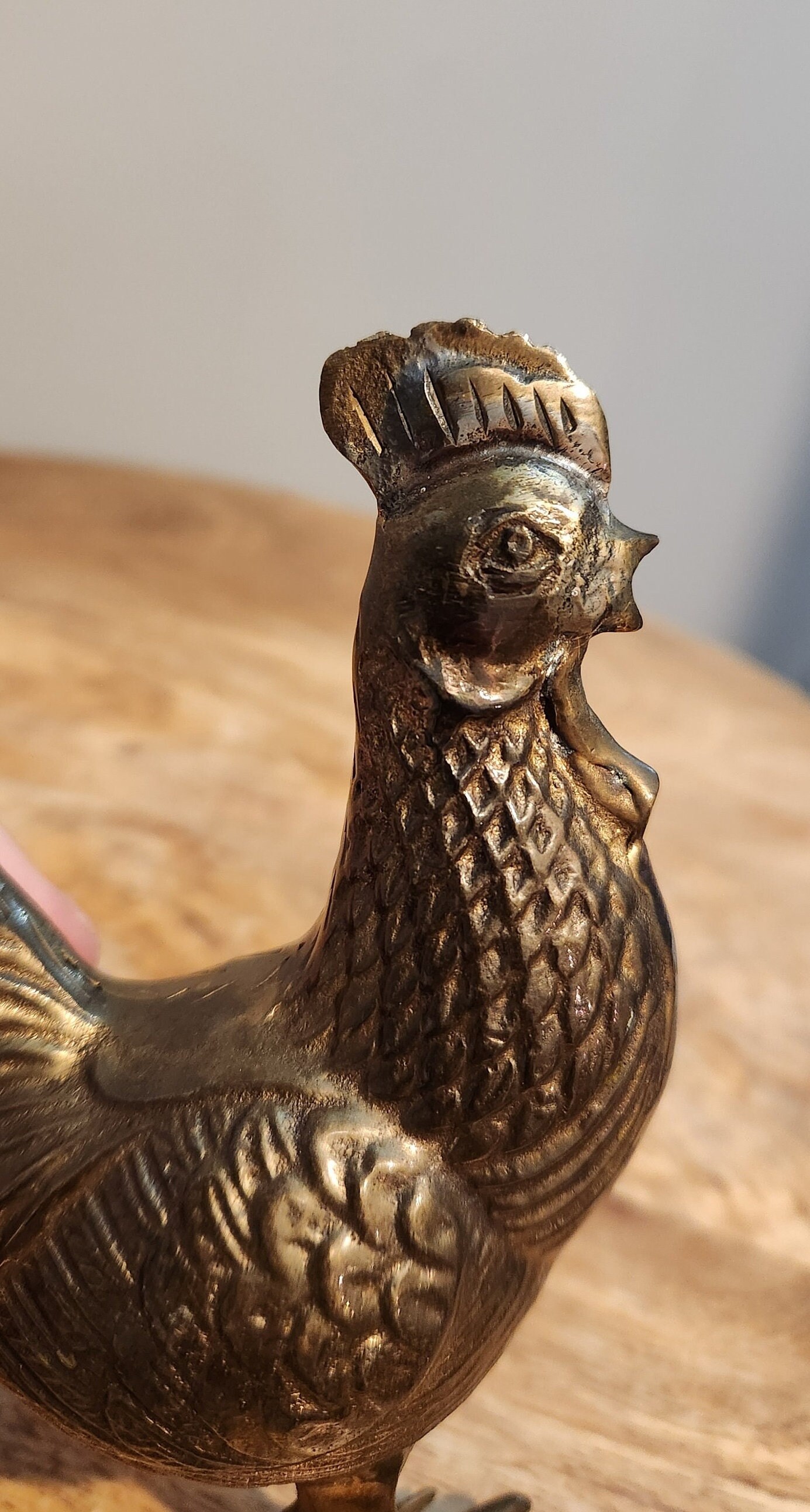 Vtg Brass Metal Standing Rooster Figurine, Modern Farmhouse Chicken ...