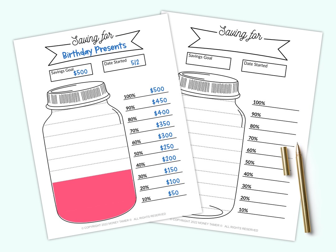 Mason Jar Savings Tracker Printable Jar Savings Tracker for Money ...