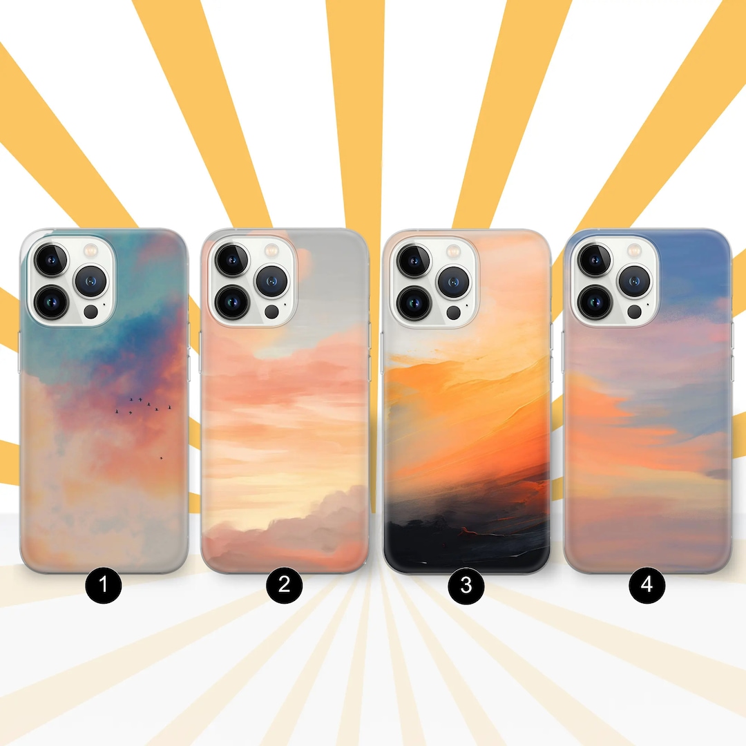 Sunset Phone Case Pink Aesthetic Cover for iPhone 16 Pro, 15, 14, 13 ...
