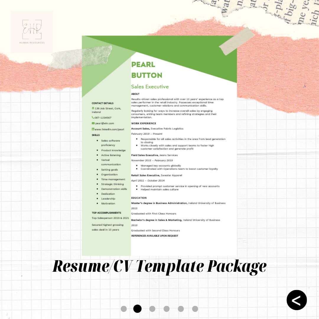 Resume / CV Template Microsoft Word Format - Etsy Canada