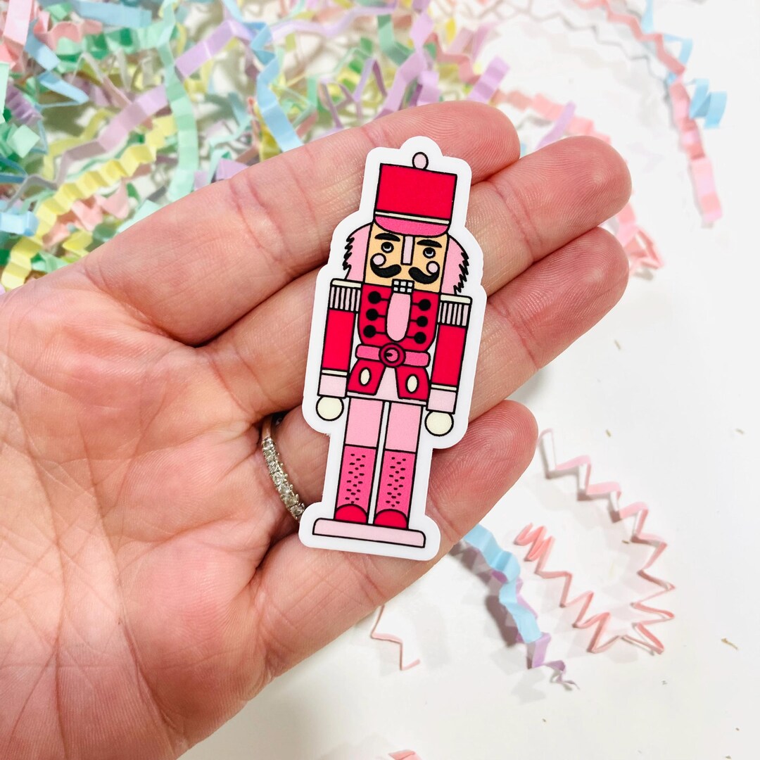 Pink Christmas Nutcracker Vinyl Sticker, Christmas Sticker, Laptop ...