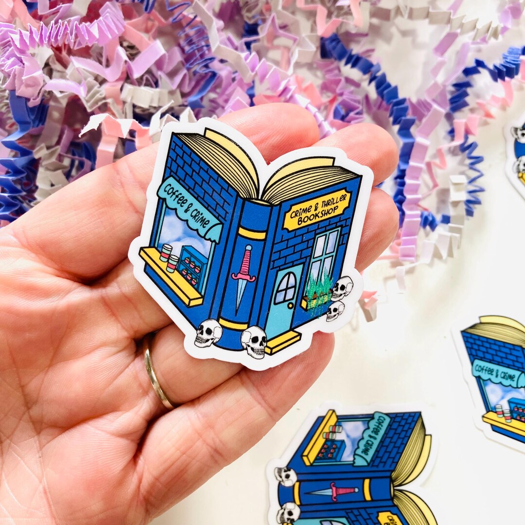 Crime and Thriller Bookshop Sticker, Coffee & Crime, Water Resistant ...
