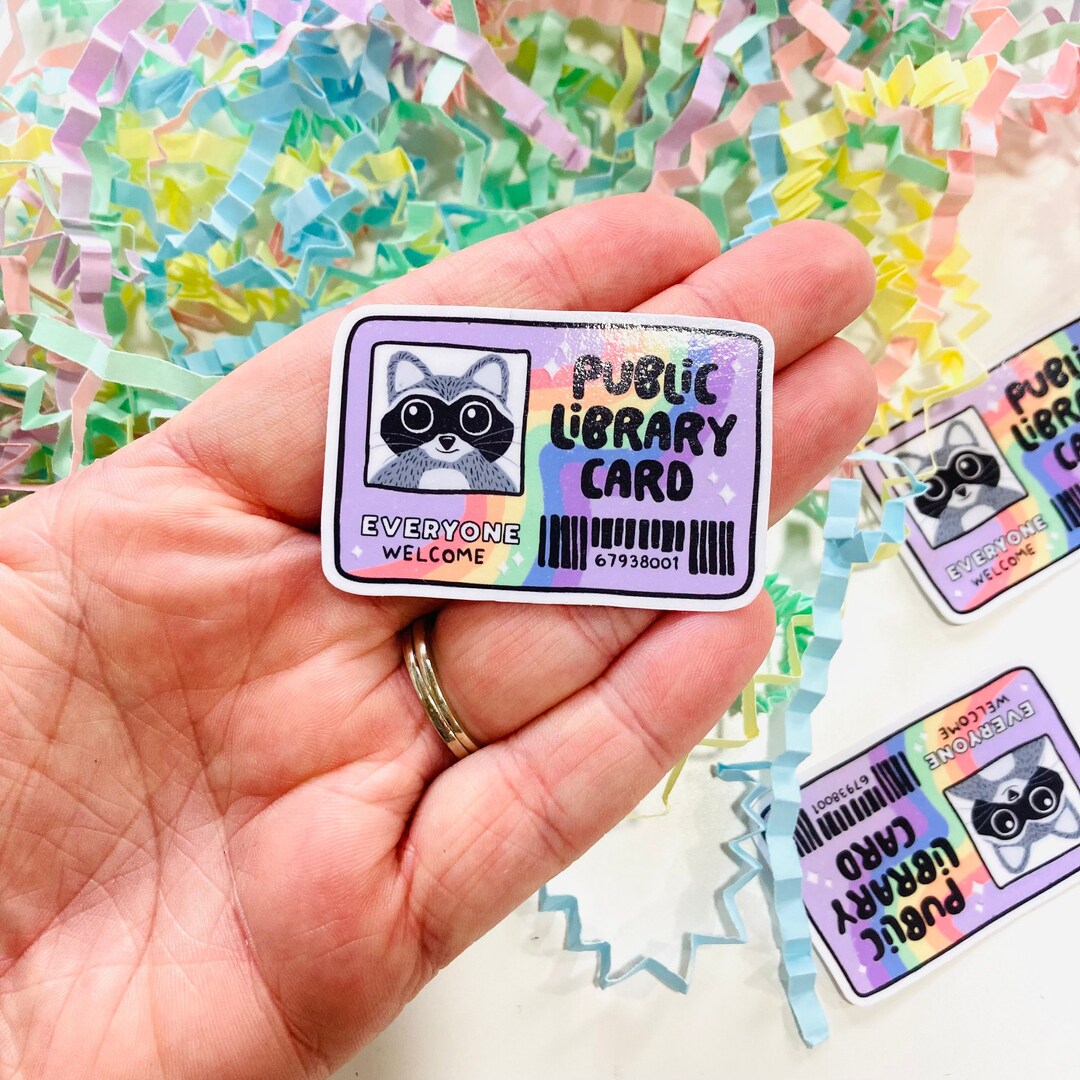 Cute Raccoon Public Library Card Sticker, Bookish Sticker, Funny ...
