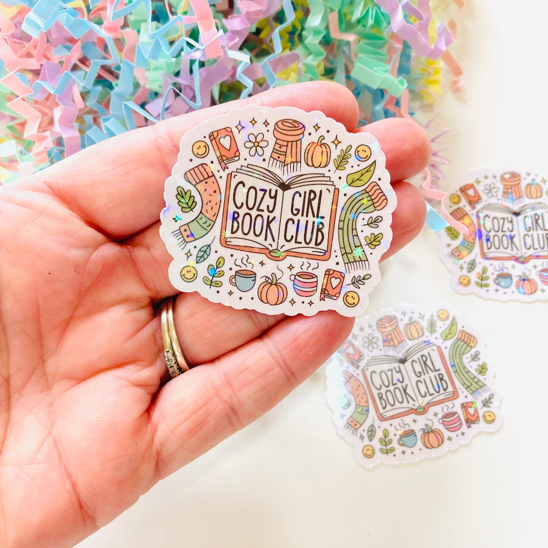 Cozy Girl Book Club Sparkly Sticker, Cute Autumnal Sticker, Cozy Autumn ...