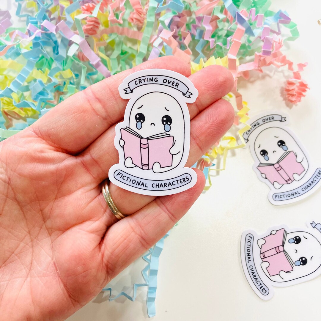 Crying Over Fictional Characters Sticker, Cute Ghost Sticker, Crying ...