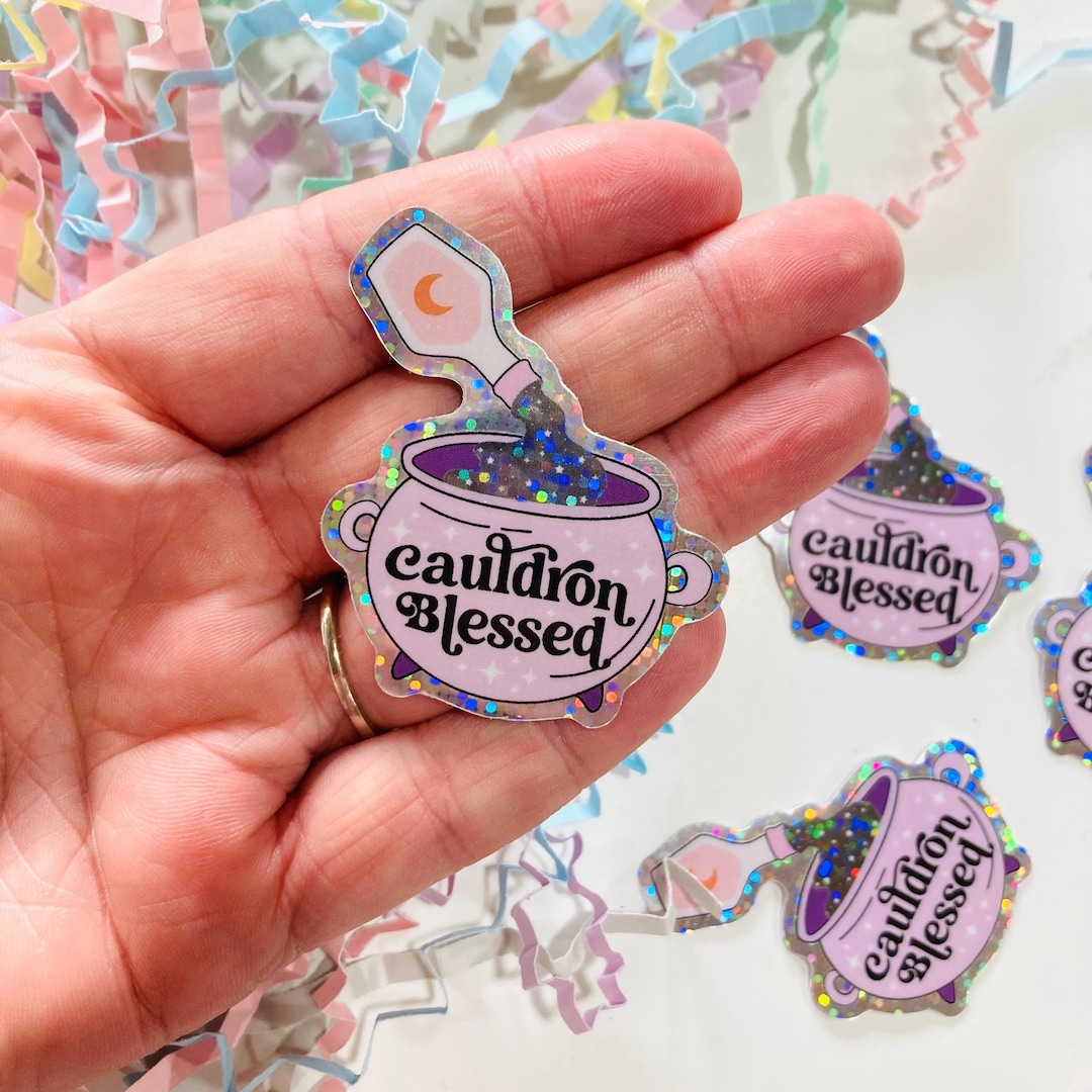 Cauldron Blessed Sparkly Vinyl Sticker, Bat Boys, Fantasy Book Lover ...