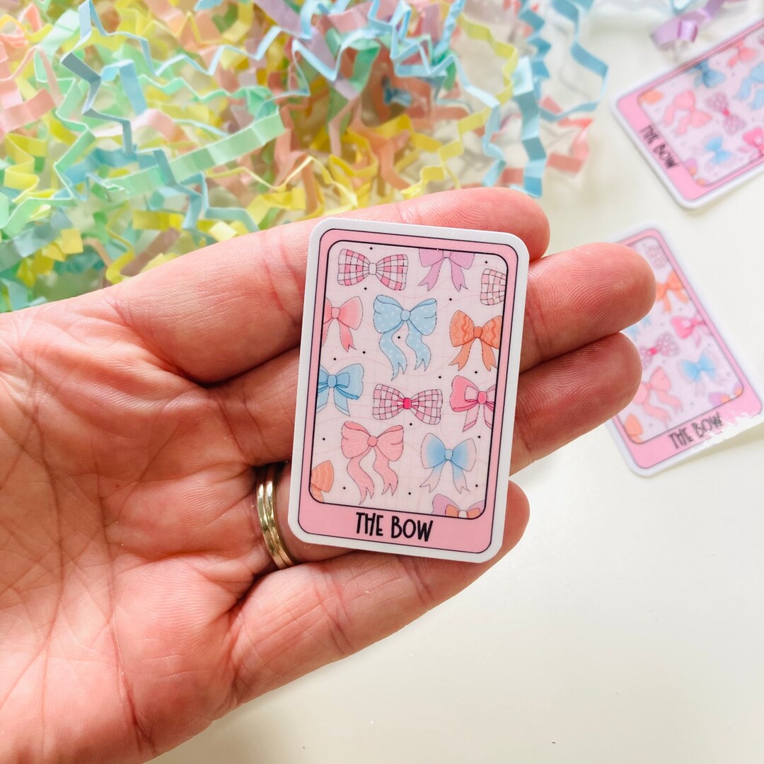 The Bow Tarot Card Sticker, Coquette Bow Sticker, Girlie Pink Bows ...