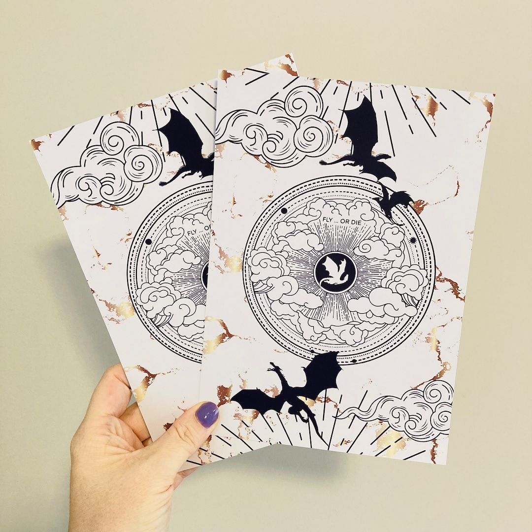 Fourth Wing Art Print, Dragon Wall Art, Library Decor, Bookshelf Decor ...