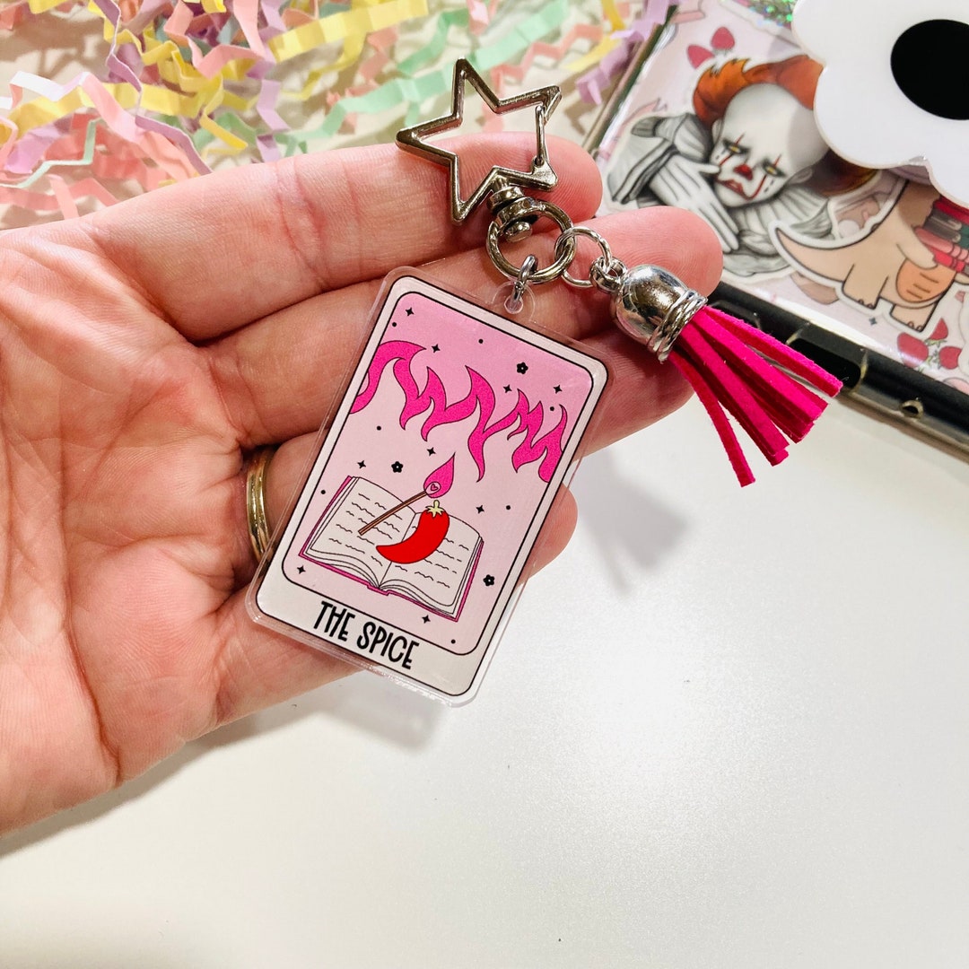 The Spice Tarot Card Keychain, Bookish Acrylic Keyring, Spicy Books ...