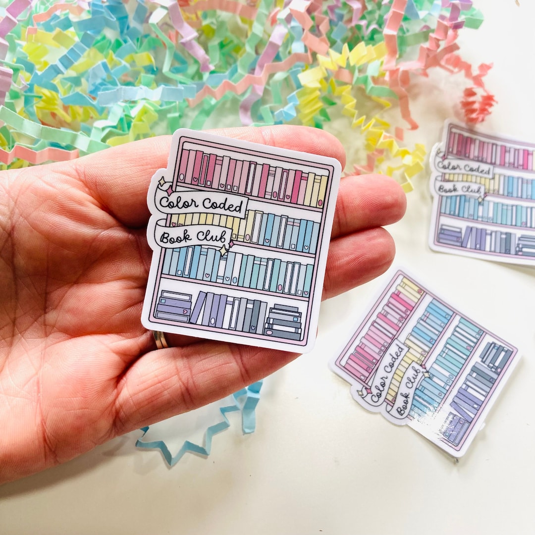Colour Coded Book Club Sticker, Bookshelf Sticker, Book Lover Stickers ...