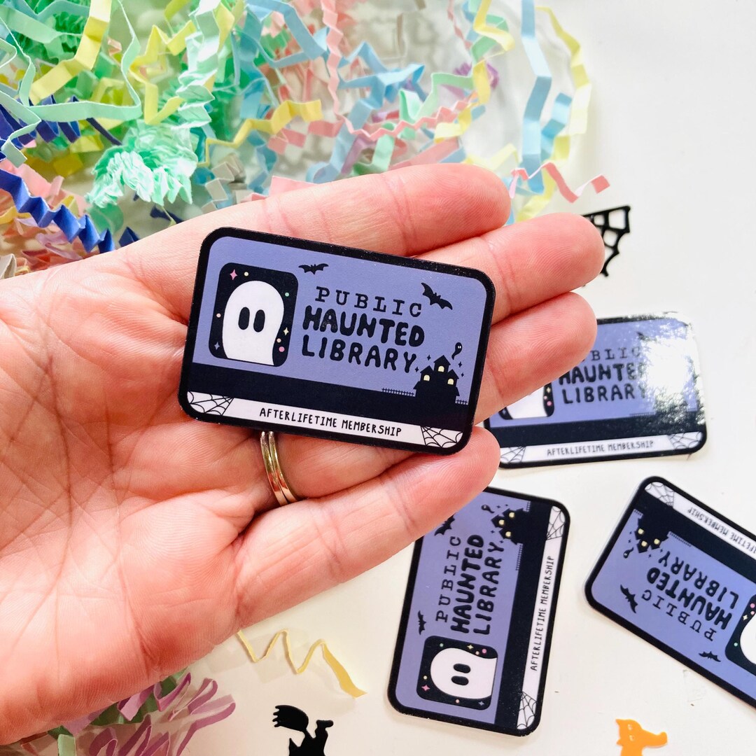 Cute Ghost Public Haunted Library Card Sticker, Bookish Sticker ...