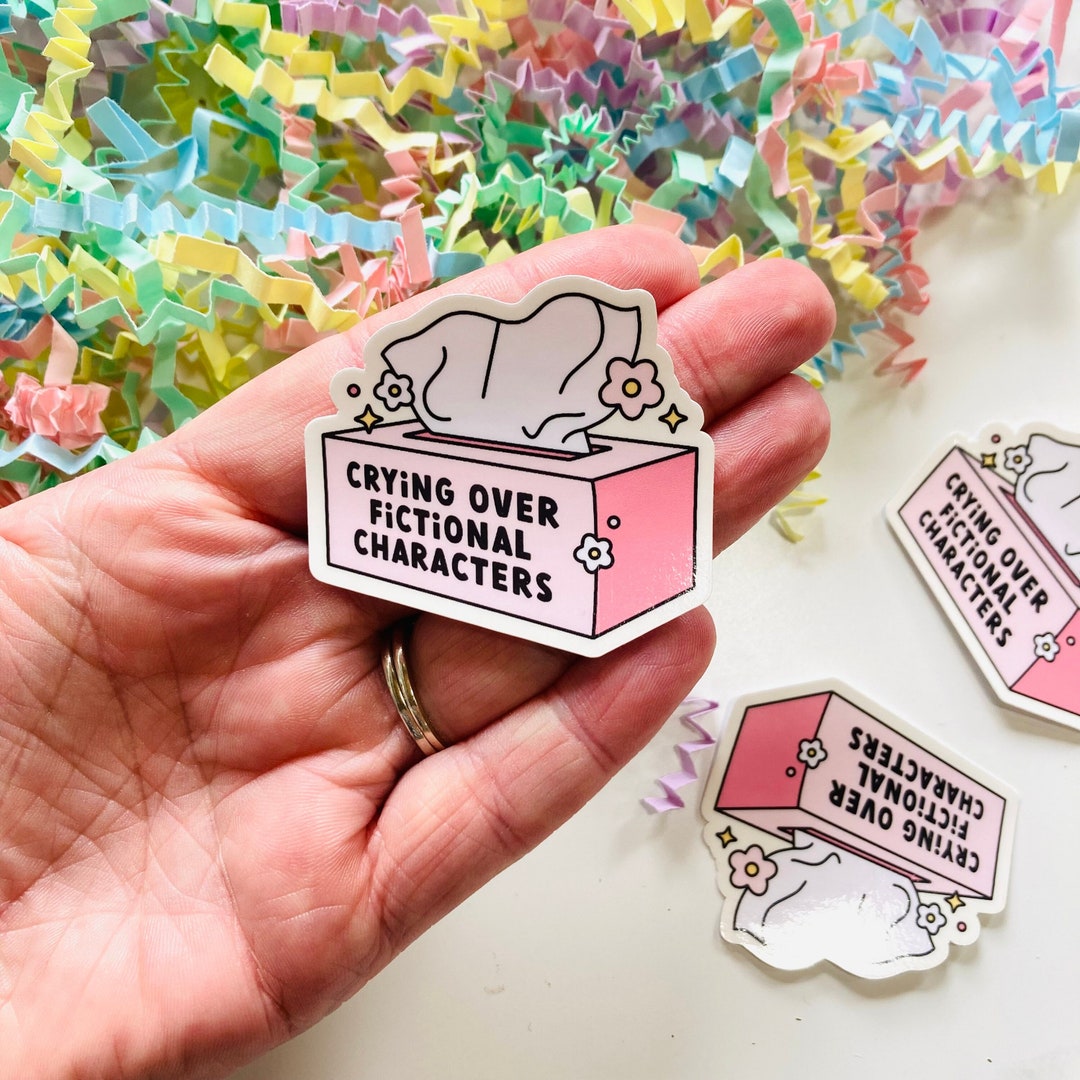 Crying Over Fictional Characters Sticker, Tissue Box Sticker, Crying ...
