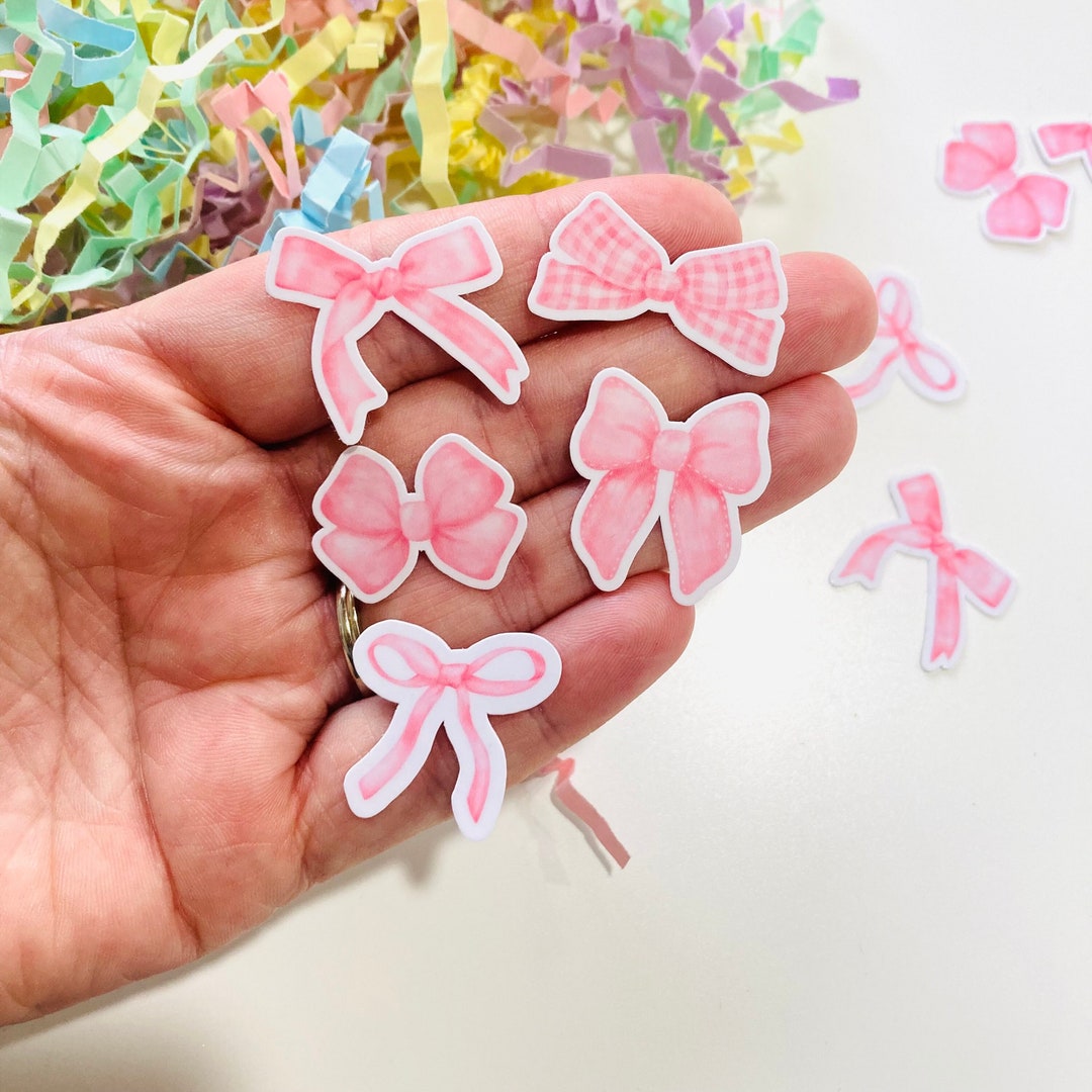Mini Pink Coquette Bows Sticker Pack, Tiny Bows Phone Decals, Kindle ...
