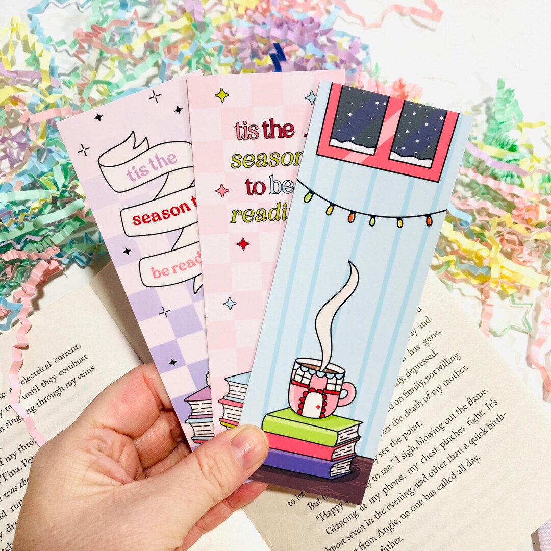 Tis the Season for Reading Bookmark, Christmas Linen Texured Bookmark ...