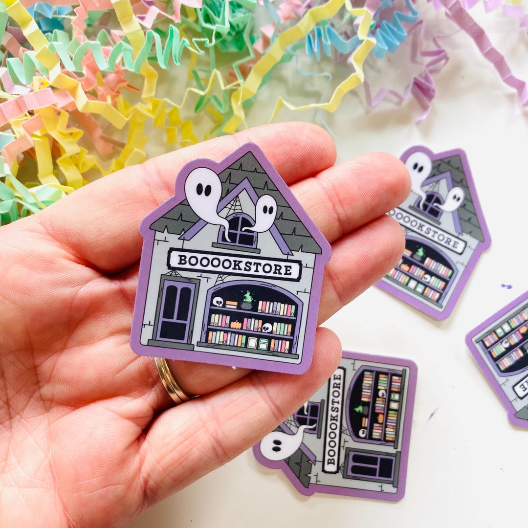Spooky Halloween Bookstore Laminated Die Cut Sticker, Book Stickers for ...