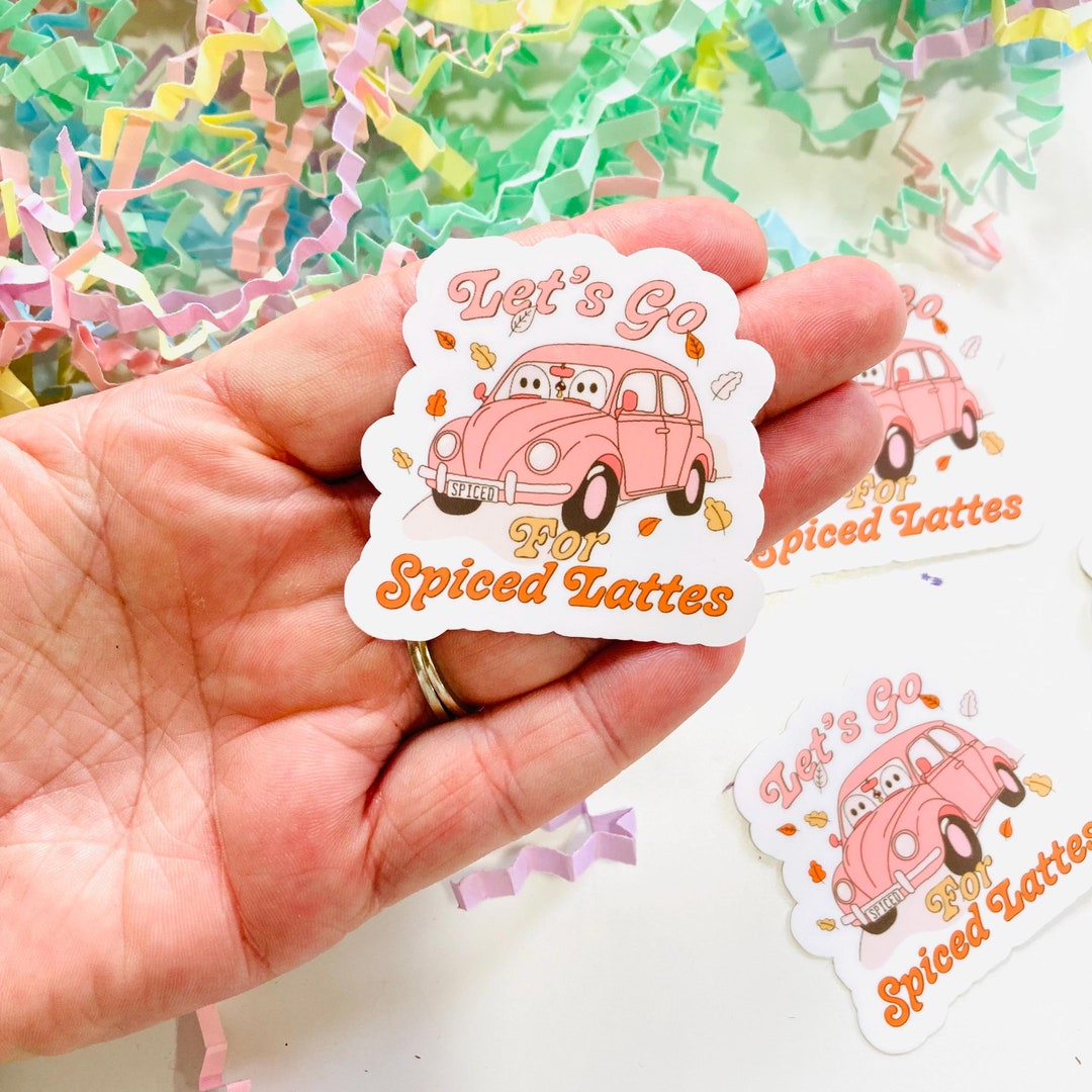 Lets Goo for Spiced Lattes Sticker, Ghost Halloween Sticker, Cute Ghost ...