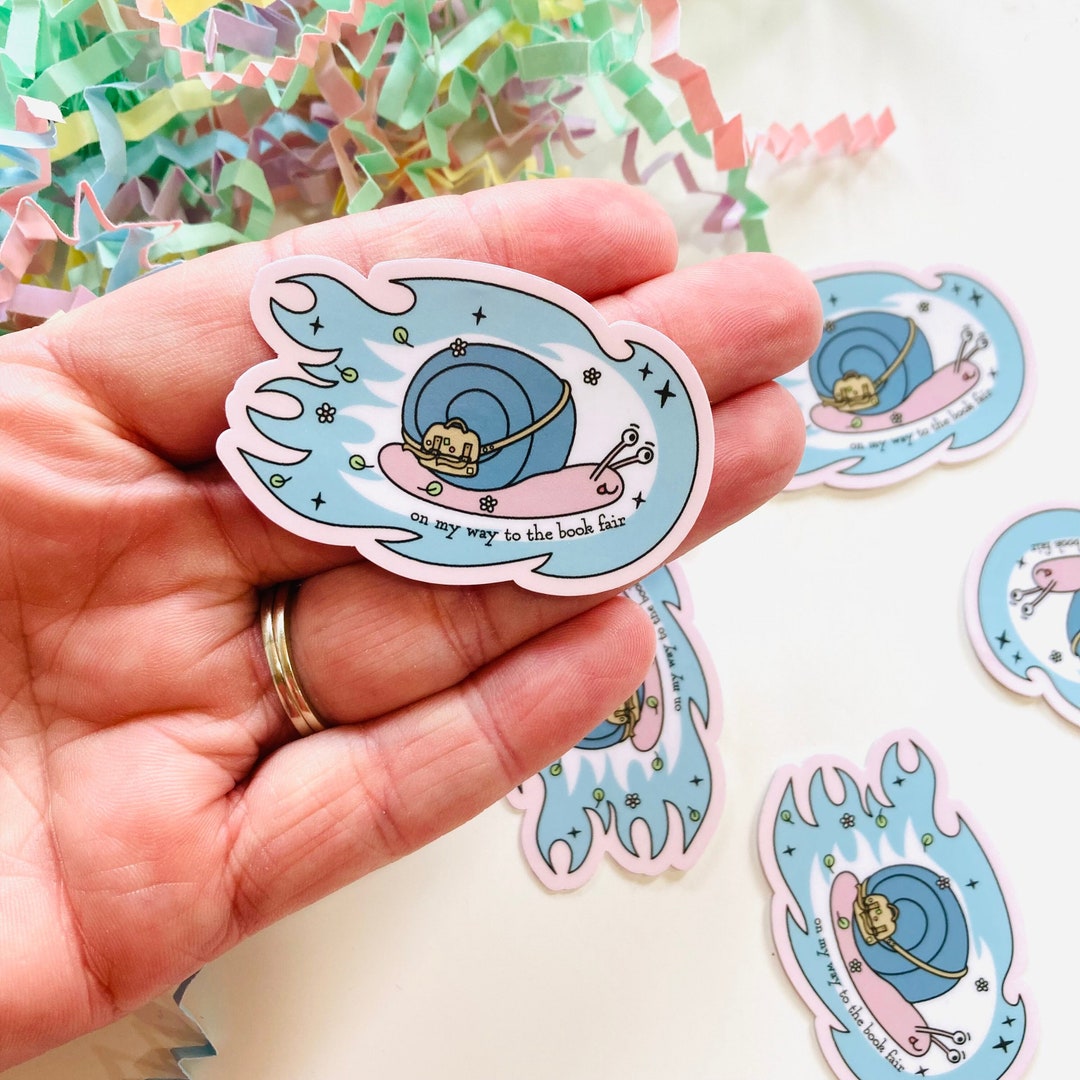 On My Way to the Book Fair Vinyl Sticker, Bookish Sticker, Cute Snail ...