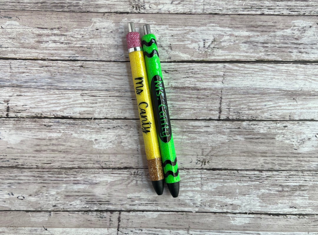 Crayon and Pencil Epoxy Pen Set, Personalized Teacher Gift - Etsy