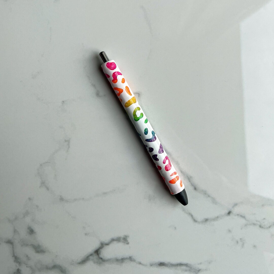 Rainbow Leopard Print Pen, Glitter Pens, Epoxy Pens, Custom Glitter Pen ...