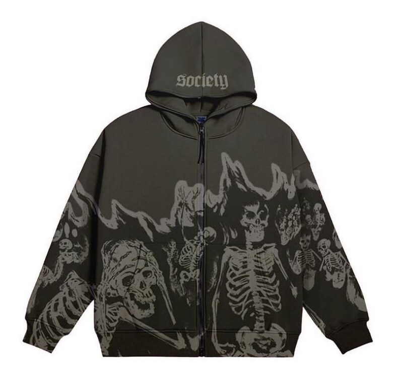 Y2K Skeletons on Fire Graphic Print Goth Harajuku Japanese - Etsy Canada