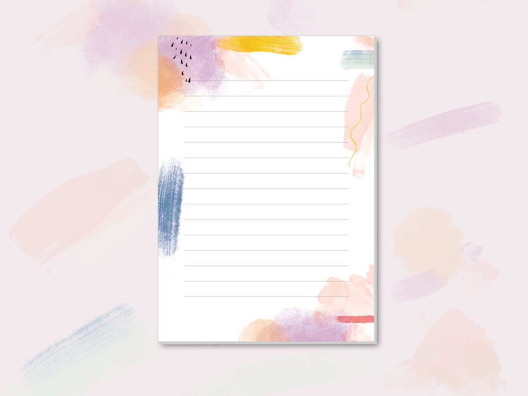 Notepad DIN A5 Lined, Graphic, Watercolour, Shopping List, To-do List ...