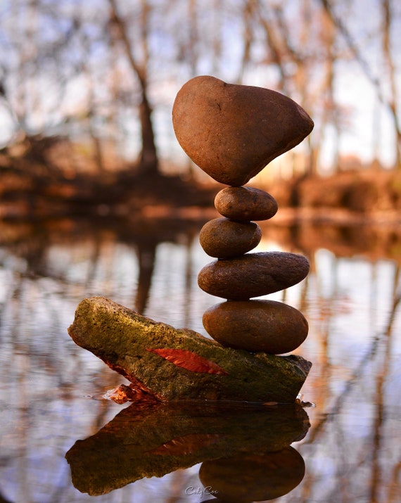 Dark Side Stone Balancing Art Wall Art Meditation Art | Etsy