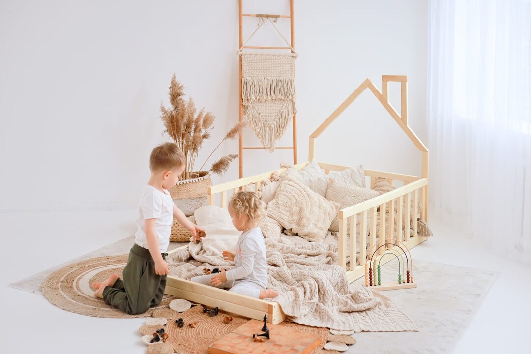 Toddler Floor Bed With Roof Wide Color Options Bed With - Etsy