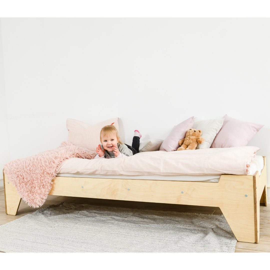 Toddler Floor Bed Wide Color Options Bed With Rails - Etsy