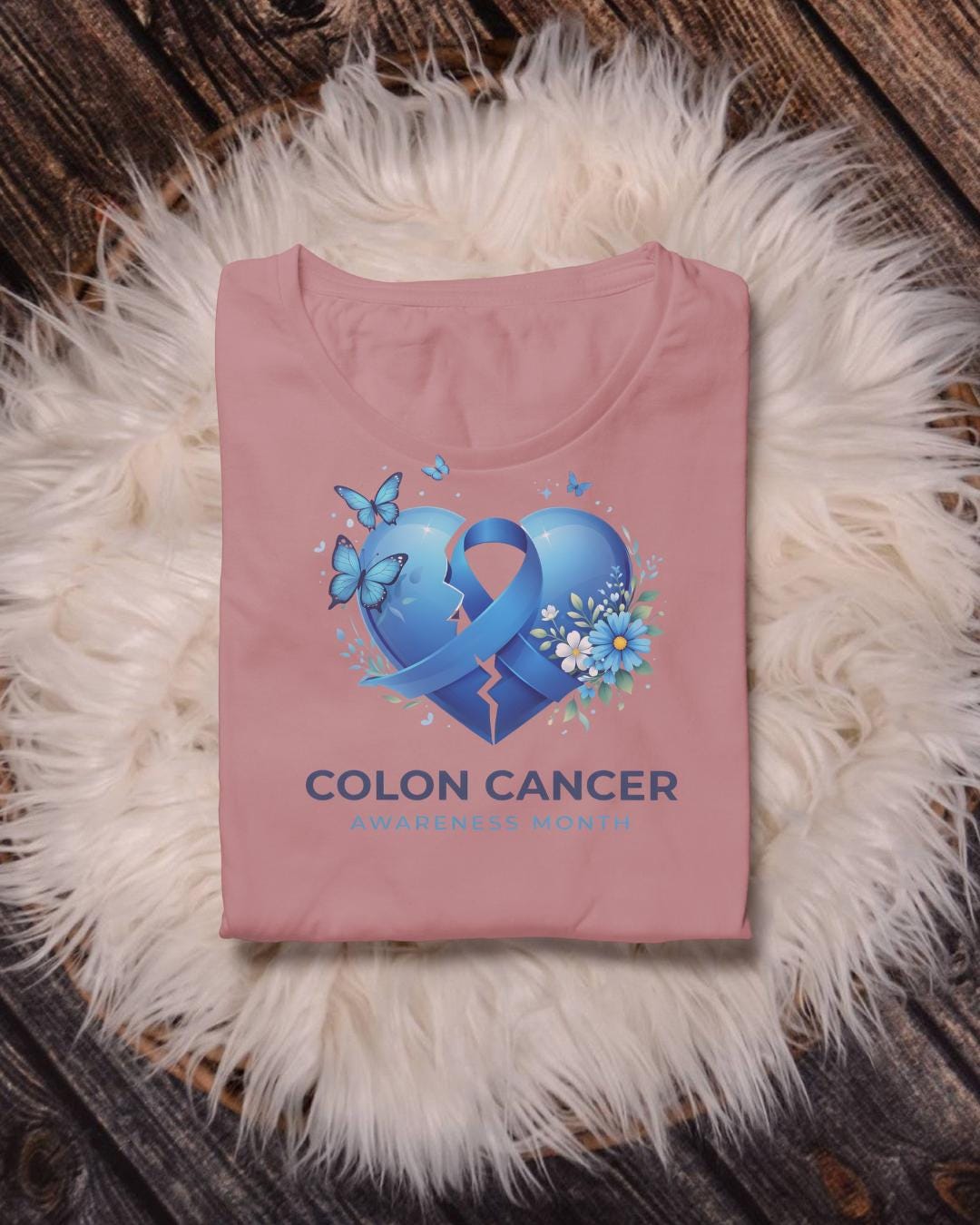 Colon Cancer Awareness PNG |designated PNG| Blue Ribbon Heart T-shirt ...