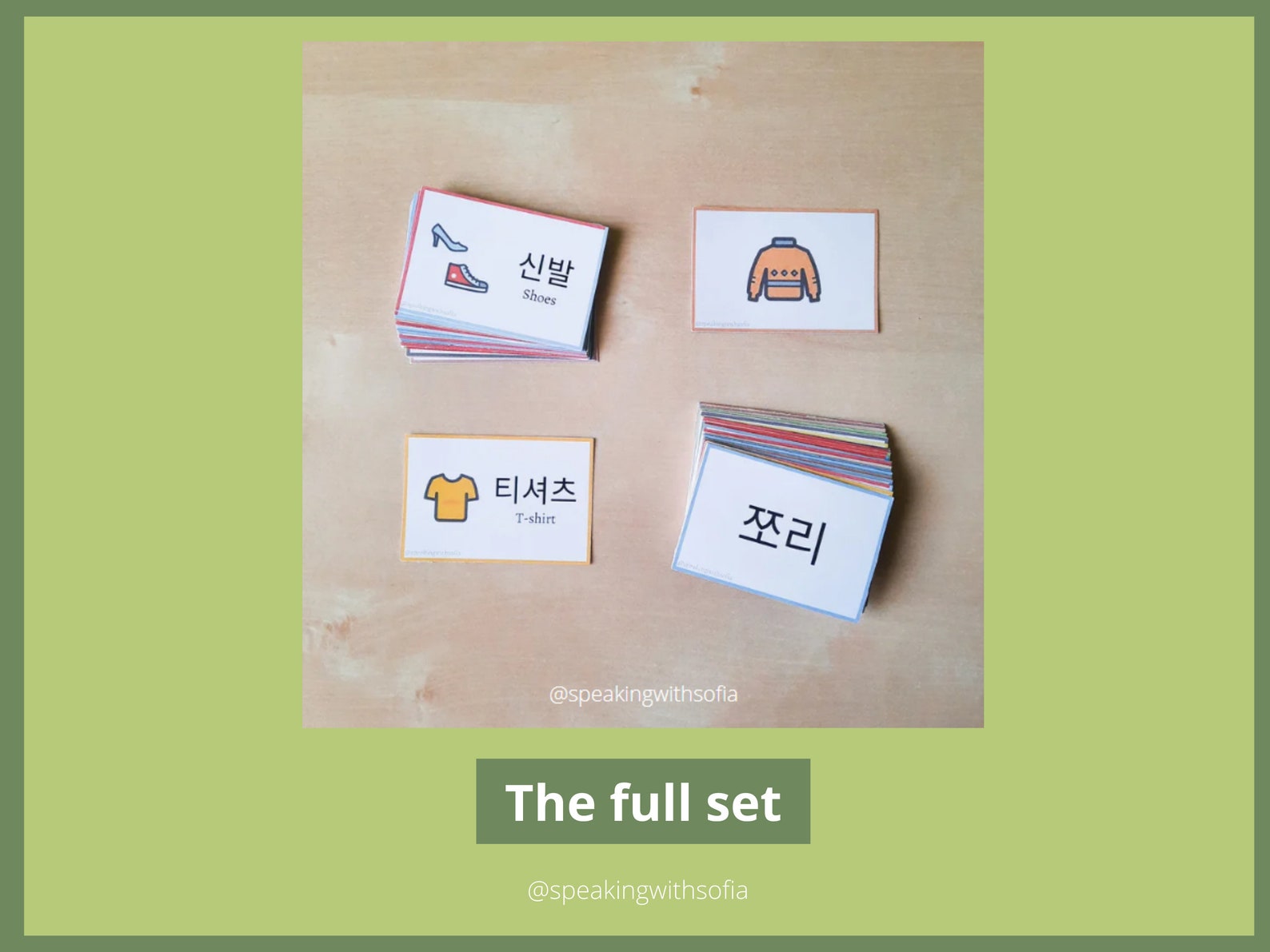 Printable Korean Flashcards - Clothing Version, Korean Flashcards ...