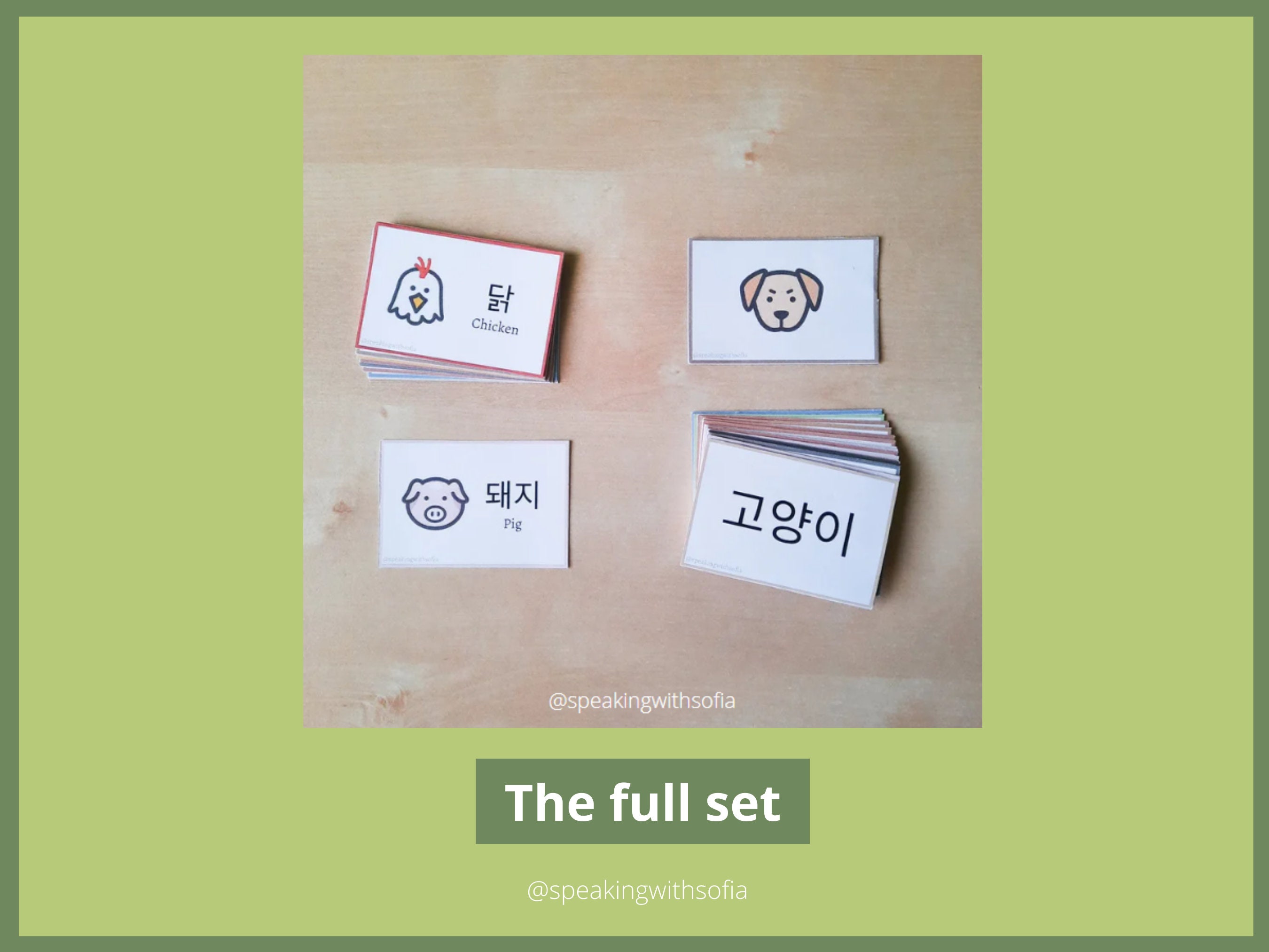 Printable Korean Flashcards - Animals Version, Korean Flashcards ...